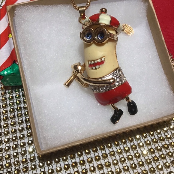 Betsey Johnson | Accessories | Bling Bling Red Minion Golfer Necklace ...